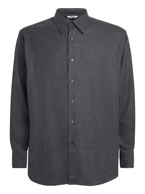 Auralee Wool Flannel Shirt - Grey