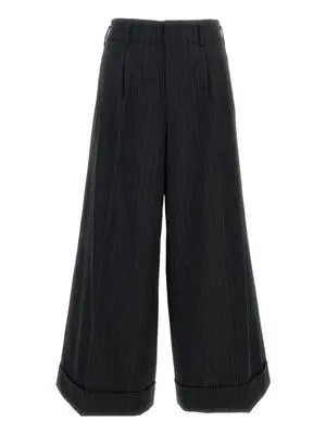 Comme Des Garçons Striped Wide Leg Pants - Black