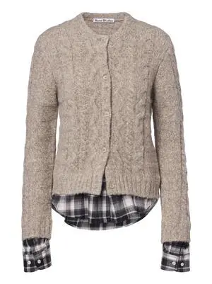 Acne Studios Layered Alpaca, Yak And Wool-blend Cardigan - Beige