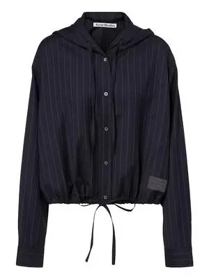 Acne Studios Pinstripe Hooded Wool Jacket - Blue
