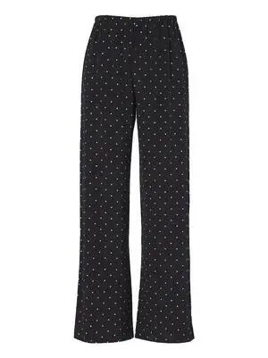 Asceno Polka-dot Silk Wide-leg Pants - Black