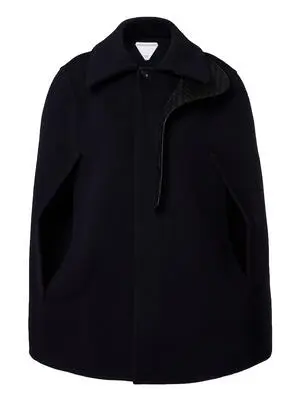 Bottega Veneta Intrecciato Wool And Cashmere Cape - Blue