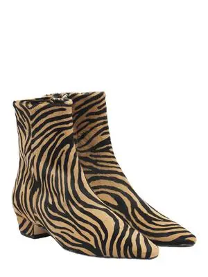 AeydĒ Lila Zebra-print Calf Hair Ankle Boots - Brown