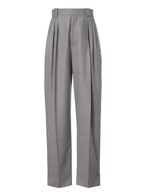 Bottega Veneta Pleated Wool Wide-leg Trousers - Grey