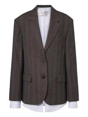 Acne Studios Checked Wool-blend Blazer - Brown