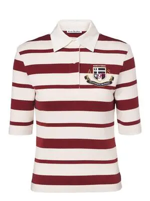 Acne Studios Striped Cotton-blend Jersey Polo Shirt - Red