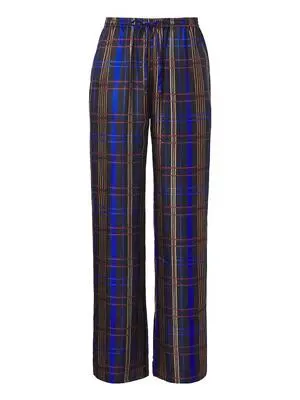 Asceno Aurelia Plaid Silk Twill Wide-leg Pants - Multicoloured