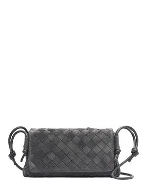 Bottega Veneta Notturno Mini Suede Crossbody Bag - Grey
