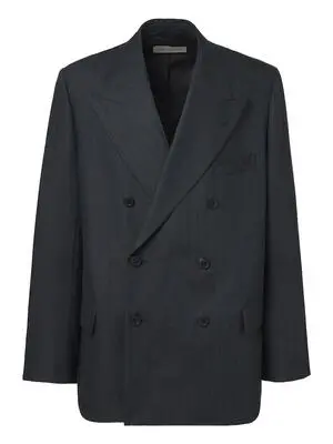 Dries Van Noten Double-breasted Herringbone Wool Blazer - Grey