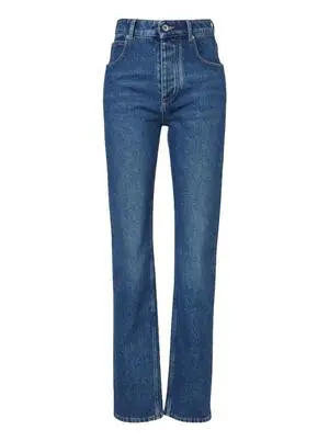 Bottega Veneta Intrecciato Leather-trimmed Slim Jeans - Blue