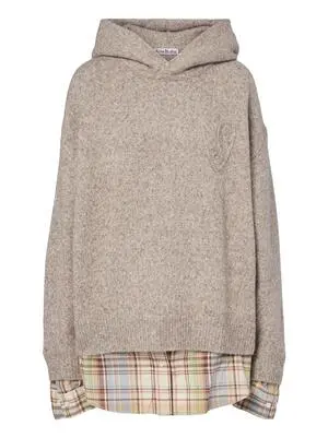 Acne Studios Layered Alpaca, Yak And Wool-blend Hoodie - Beige