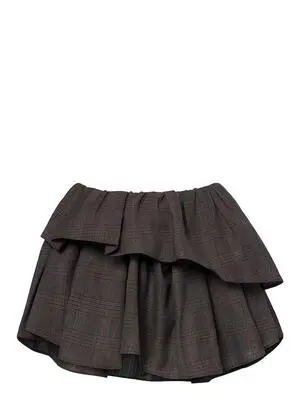 Acne Studios Ruffled Checked Wool-blend Mini Skirt - Brown