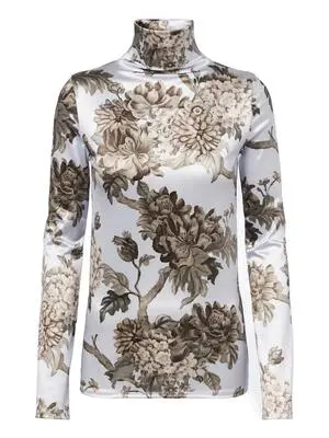 Acne Studios Floral Print Turtleneck Top - Blue