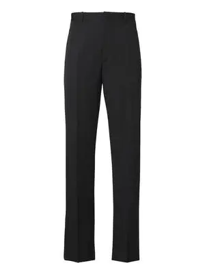 Bottega Veneta Wool Grain De Poudre Straight Leg Trousers - Black