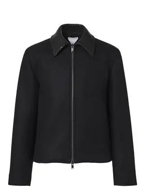 Bottega Veneta Leather-trimmed Wool Felt Jacket - Black