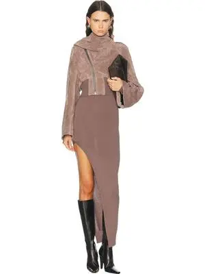 Rick Owens Ribbed Knit Maxi Dress With Side Slit - Grape