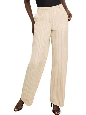 M.M.LAFLEUR Tinsley Wide-leg Pinstriped Trousers - One-color