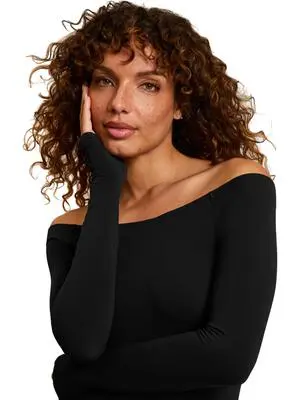 COMMANDO® Ballet Off-shoulder Bodysuit With Thumbholes - Hazel