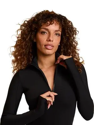 COMMANDO® Neoprene Zip Long Sleeve Bodysuit - Black