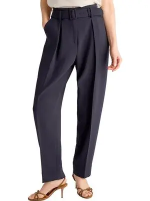 M.M.LAFLEUR Belted Tapered Trousers In Everyday Crepe - One-color