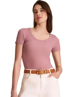 M.M.LAFLEUR Avi Scoopneck Ribbed Pima Cotton T-shirt - One-color