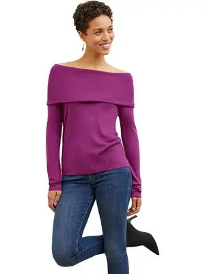 M.M.LAFLEUR M.M.LaFleur Silk Jersey Off-the-Shoulder Top