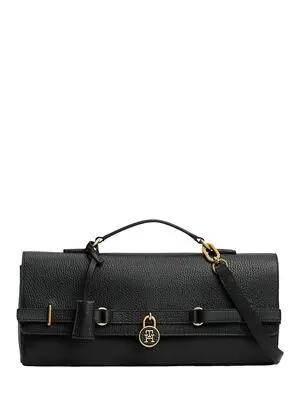 Tommy Hilfiger Pebbled Leather East-west Clutch - Black