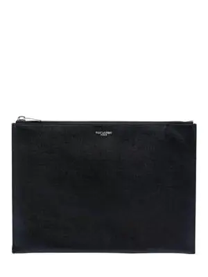 Saint Laurent Grain De Poudre Zip Clutch Bag - Black