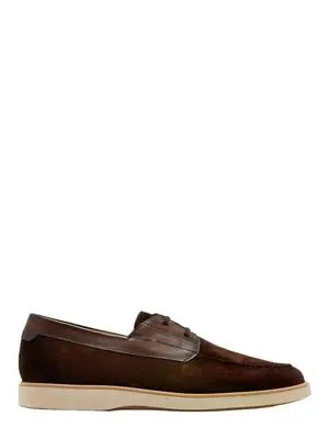 Magnanni Suede Leather-panel Boat Shoes - Brown