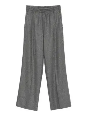 OTTOD'AME Brushed Finish Drawstring Waistband Trousers - Grey