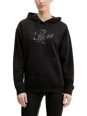 PUMA Essentials Script Logo-embroidered Drawstring Hoodie - Black