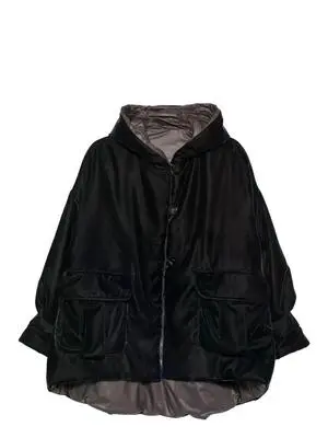 VIRGINIA BIZZI Reversible Velvet Hooded Jacket - Black