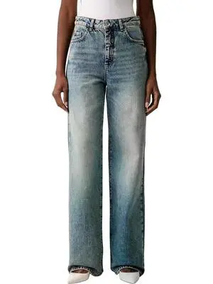 Patrizia Pepe Acid Wash Straight Leg Jeans - Blue