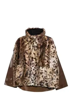 VIRGINIA BIZZI Leopard-print Reversible Jacket - Brown