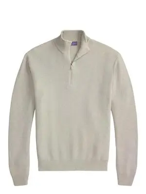 Ralph Lauren Purple Label RALPH LAUREN PURPLE LABEL Quarter-Zip Waffle-Knit Sweater Neutrals