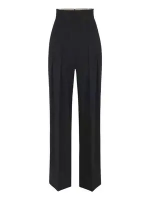 Elisabetta Franchi Flowing Gabardine High-waist Trousers - Black