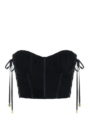 Elisabetta Franchi Crepon Bustier Top - Black