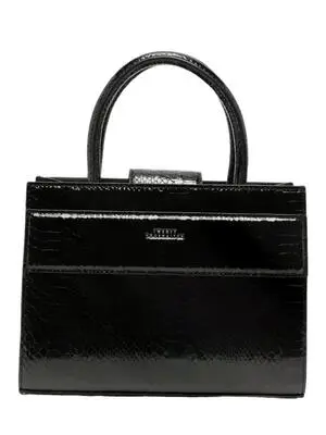 TWENTY FOURHAITCH Patent Python-effect Tote Bag - Black