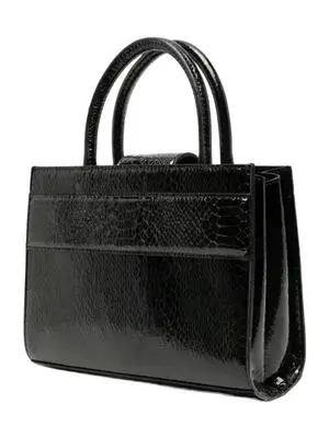 TWENTY FOURHAITCH Patent Python-effect Tote Bag - Black