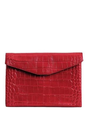 Cos Croc-effect Leather Envelope Pouch - Red