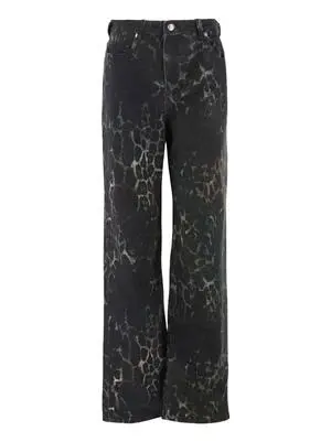 Just Cavalli Animal Print Straight Leg Jeans - Black