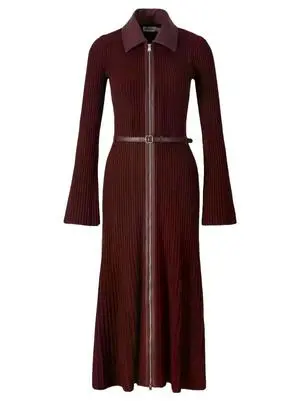 Simkhai Ismelle Belted Ribbed-knit Midi Dress - Red