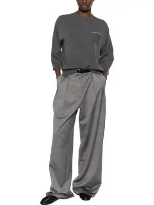 Peserico Embellished Pocket-detail Crew Neck Sweater - Grey