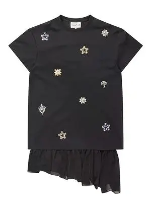 Munthe Embellished Ruffle T-shirt Dress - Black