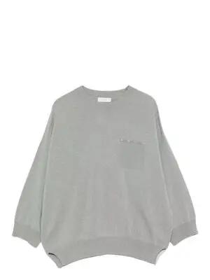 Peserico Ribbed Crew Neck Sweater With Chest Pocket - Grey