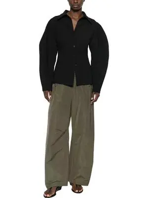 CO.GO Elasticated Wide-leg Trousers - Green