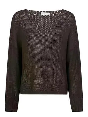 ROBERTO COLLINA Open-knit Boat-neck Sweater - Brown