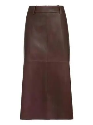 Brunello Cucinelli Polished Nappa Leather Pencil Skirt - Brown