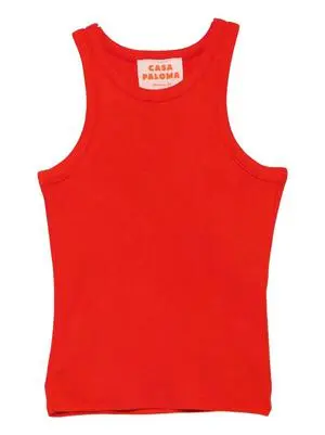 MAISON123 Ribbed Knit Racer Back Tank Top - Red