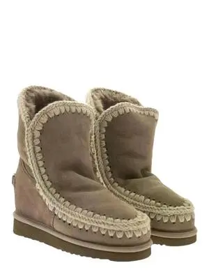 Mou Crochet-trim Ankle Boots - Brown